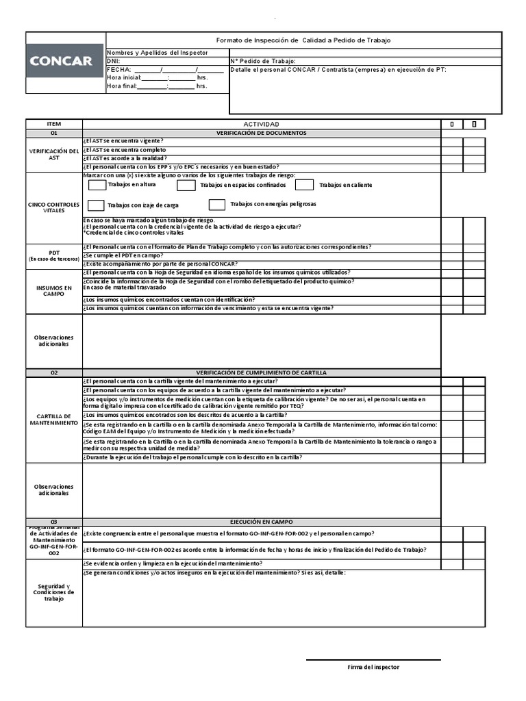 Check List de Inspecciones de Calidad 2021 | PDF | Calibración Check List de Inspecciones de Calidad 2021 | PDF | Calibración