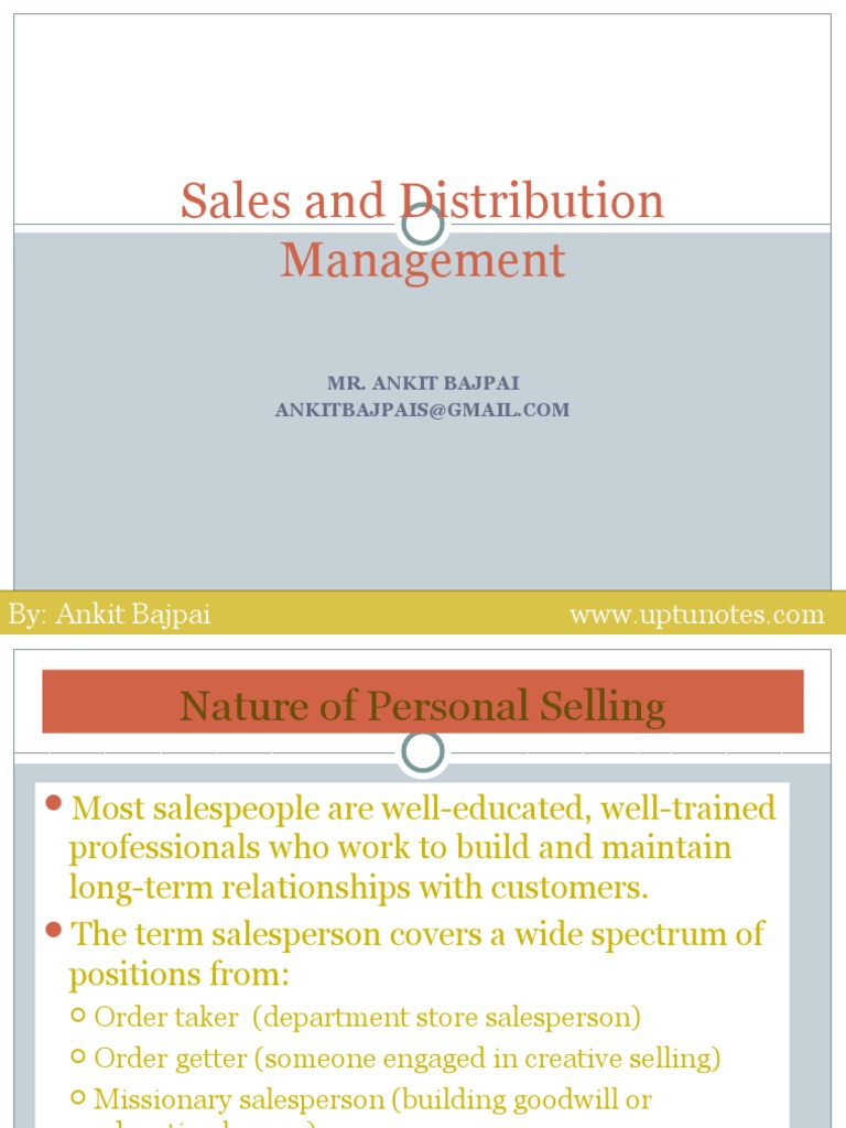 Sales and Distribution Management | PDF | Sales | Retail