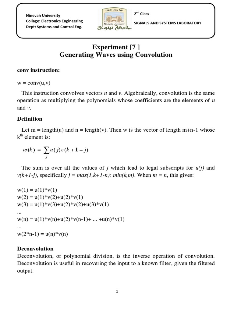 Convolution and Deconvolution Lab | PDF | Convolution | Algorithms