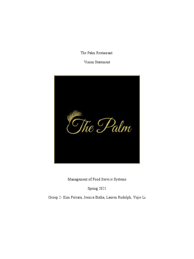 Vision Statement Group 2 | Download Free PDF | Restaurants | Food And Drink