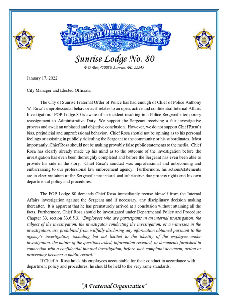 Sunrise Lodge No. 80: "A Fraternal Organization" | PDF | Police | Legal ...