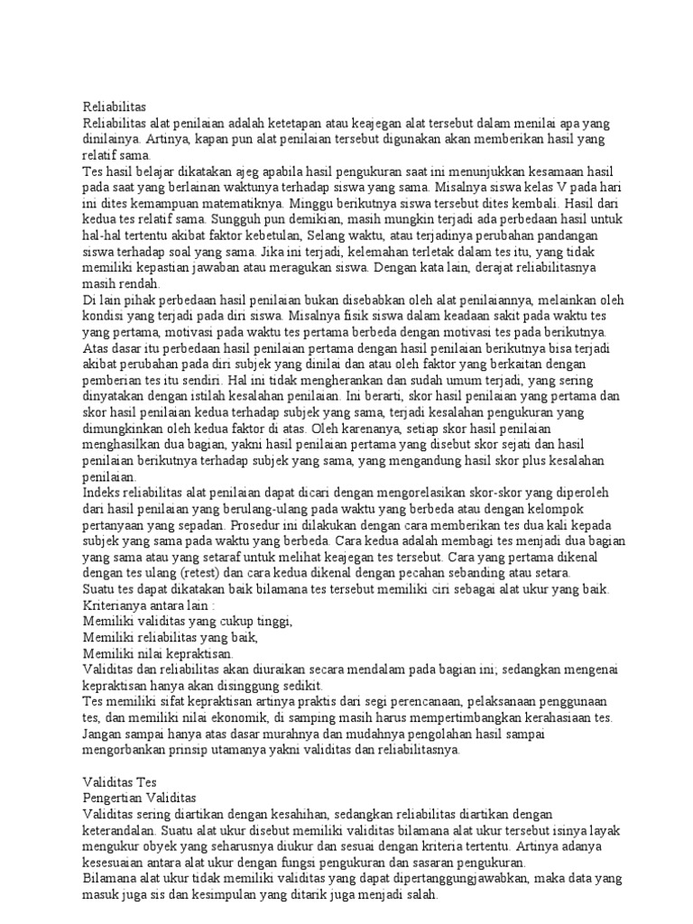 Menghitung Koefisien Reliabilitas (r11) | PDF