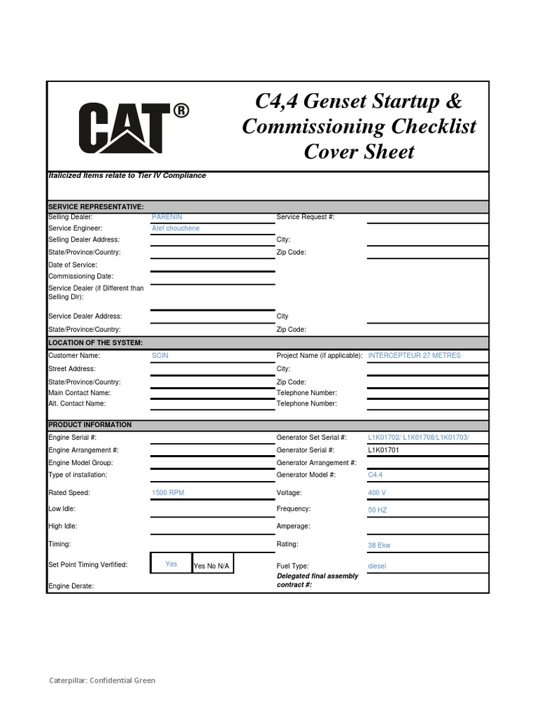 Copie de Start Up and Commissioning Checklist 1 | PDF | Electric ...