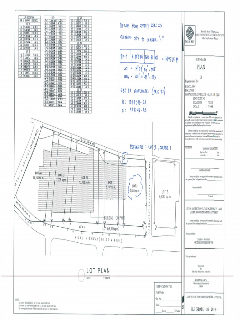 LOT PLAN With Coordinates (PRS 92) . | PDF