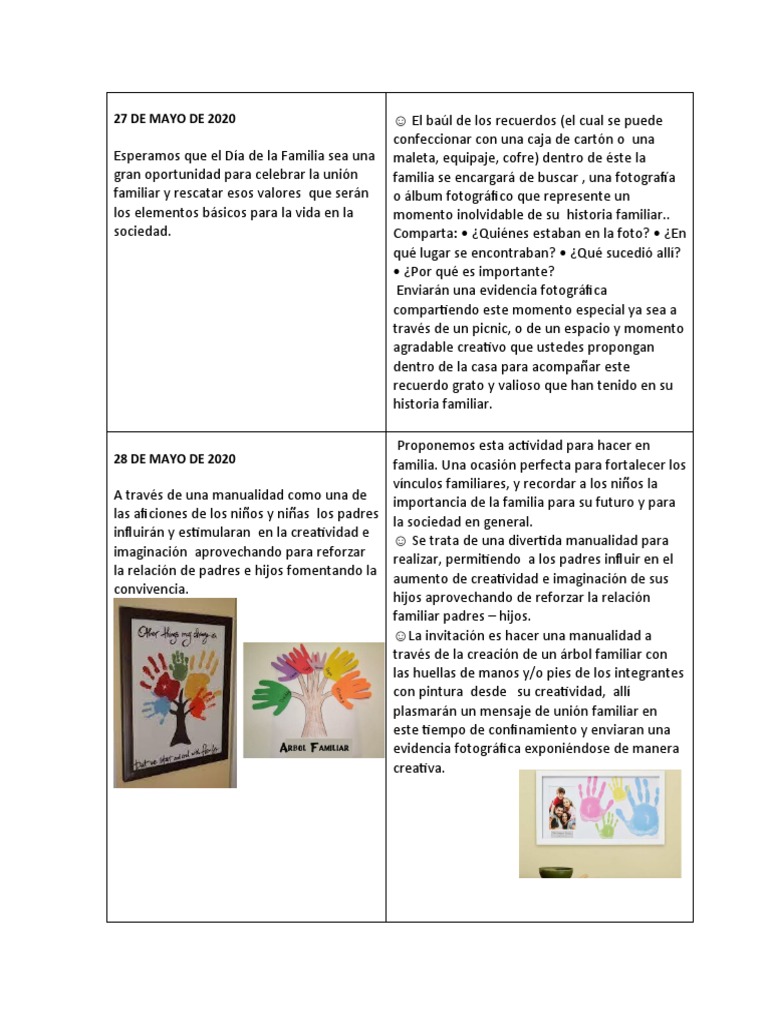 Actividades Dia de La Familia | PDF