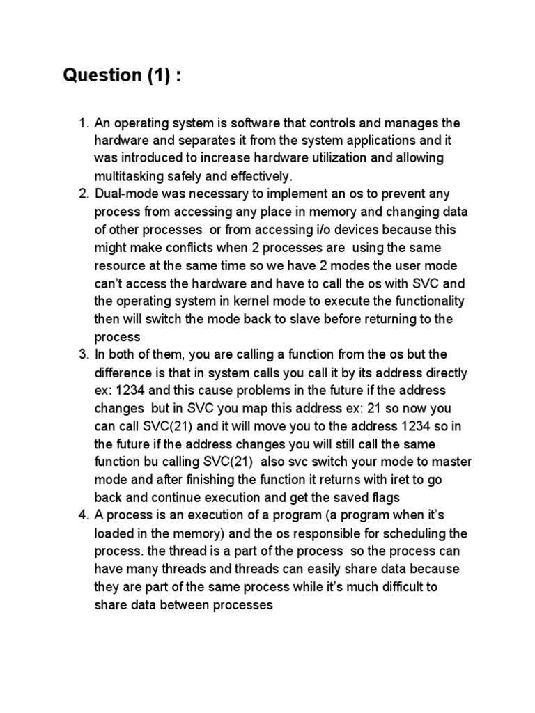 Os MidTerm Solution | PDF | Process (Computing) | Thread (Computing)