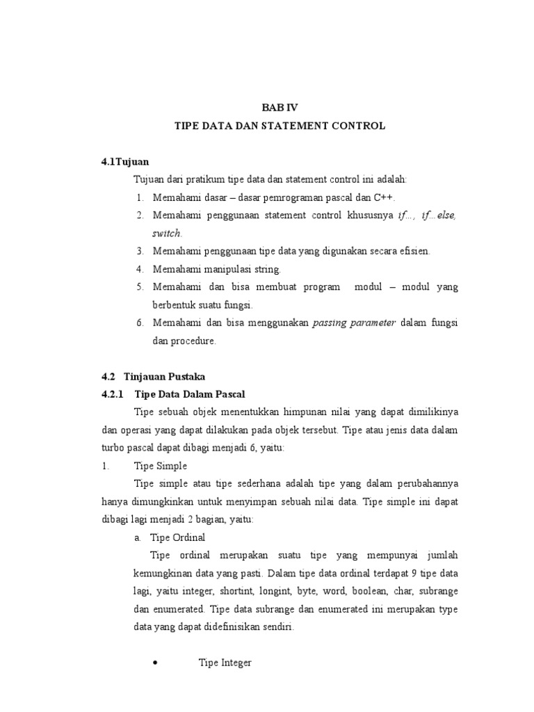 Tipe Data Dan Statement Control | PDF