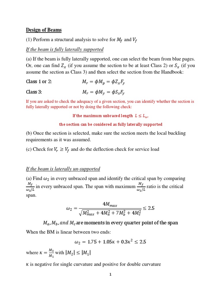Steps-Design of Beams | PDF | Beam (Structure) | Buckling