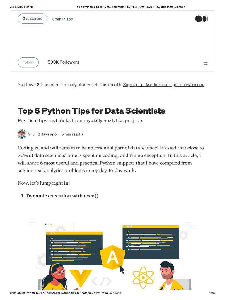 Top 6 Python Tips For Data Scientists: 590K Followers | Download Free ...