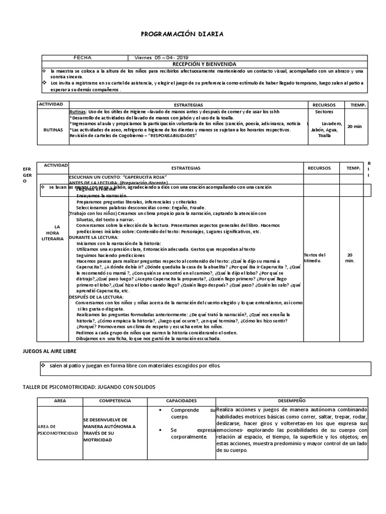 30j PROGRAMACIÓN DIARIA | PDF | Evaluación | Perú