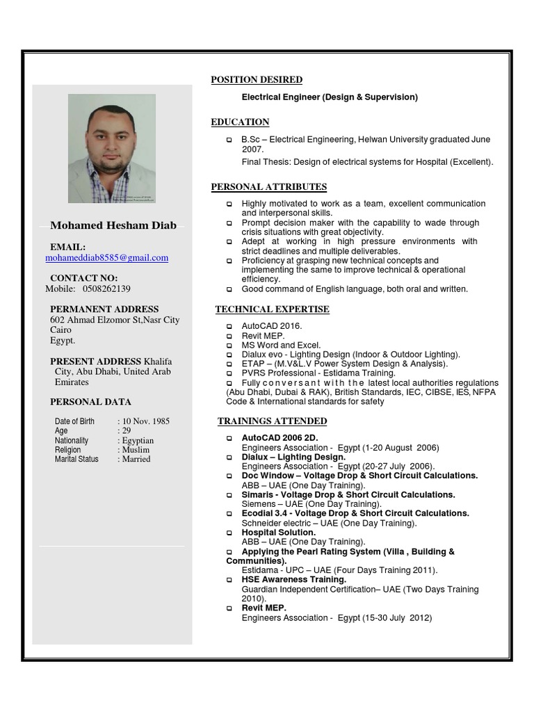 Electrical Engineering Career Profile | PDF | Dubai | United Arab Emirates