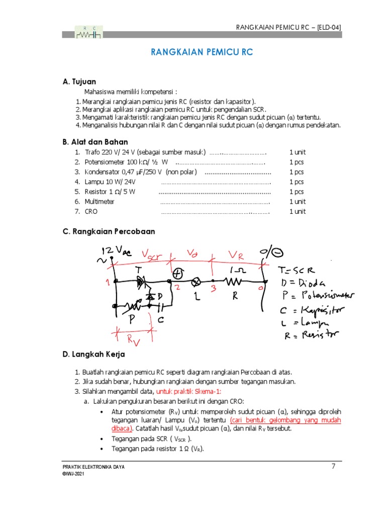 ELD 04 LABSHEET Praktik Elektronika Daya 2021 Covid Rev1 | PDF | Sains & Matematika