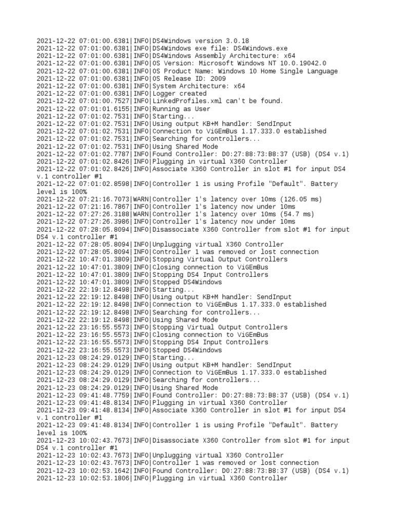 Ds4windows Log 20211225.0 | PDF | Microsoft Windows | Microsoft Software