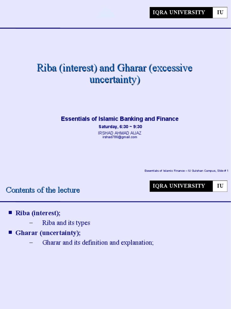 Riba (Interest) and Gharar (Excessive Uncertainty) | PDF | Debt | Islam ...