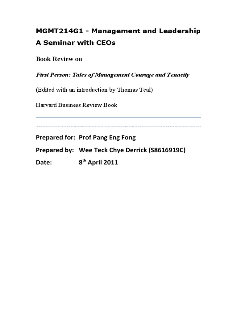 Ceo Book Review | PDF | Learning | Leadership