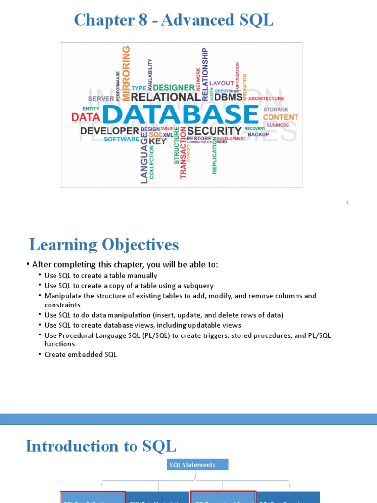 Chapter 8 - Advanced SQL | PDF | Pl/Sql | Relational Database