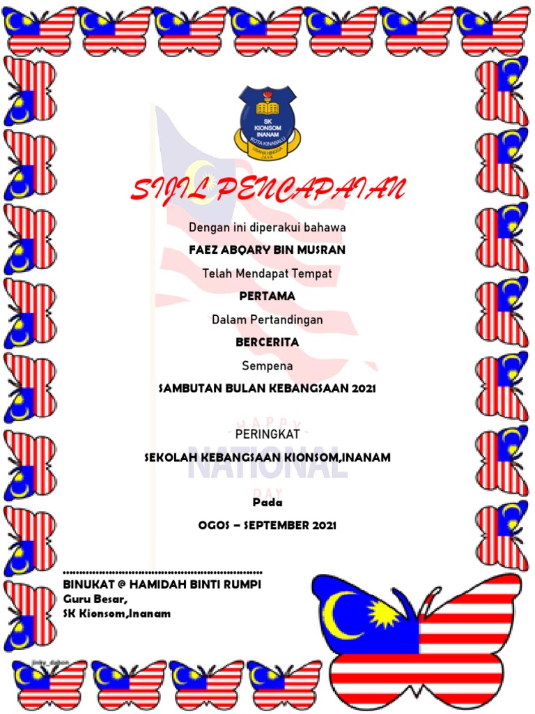 Sijil Pencapaian Aktiviti Merdeka 2021 | PDF