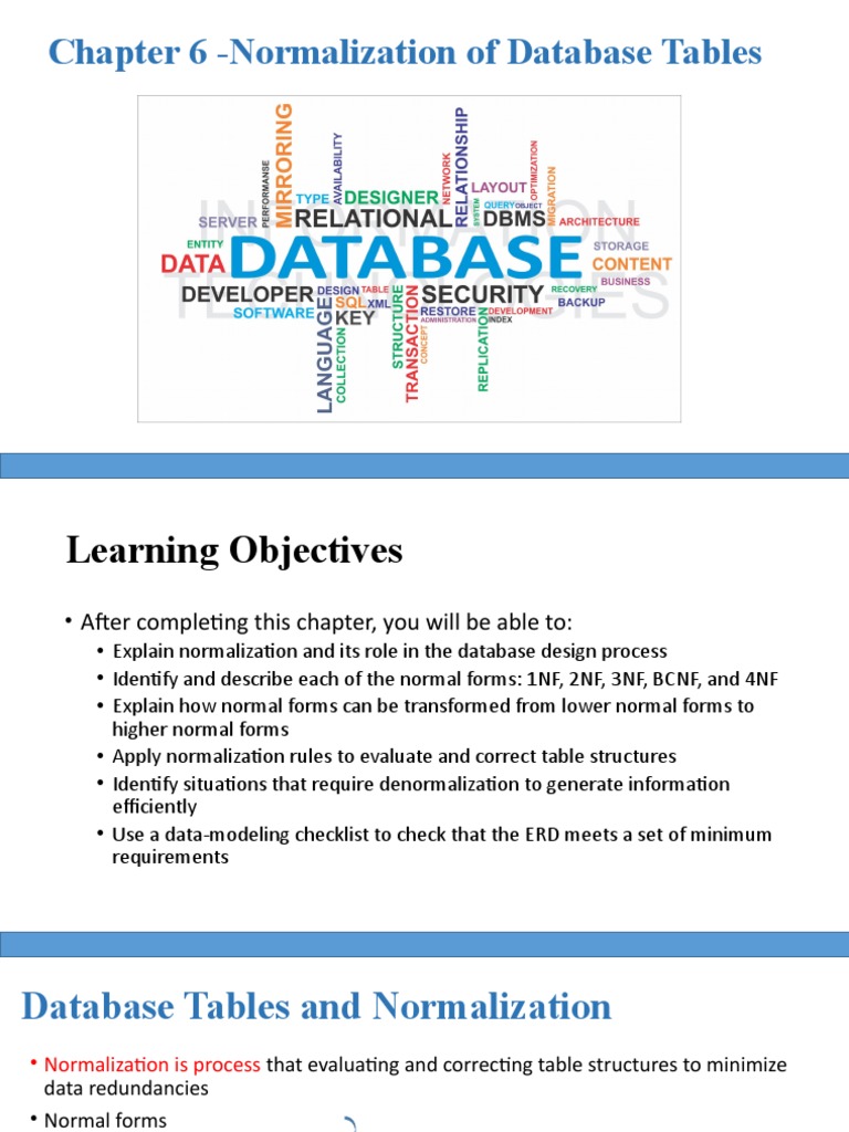 Chapter 6 - Normalization of Database Tables | PDF | Computing | Information Technology Management