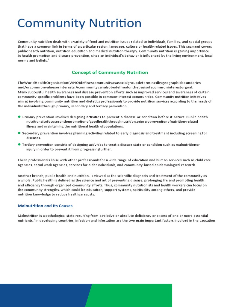 Concept of Community Nutrition | PDF | Malnutrition | Foods