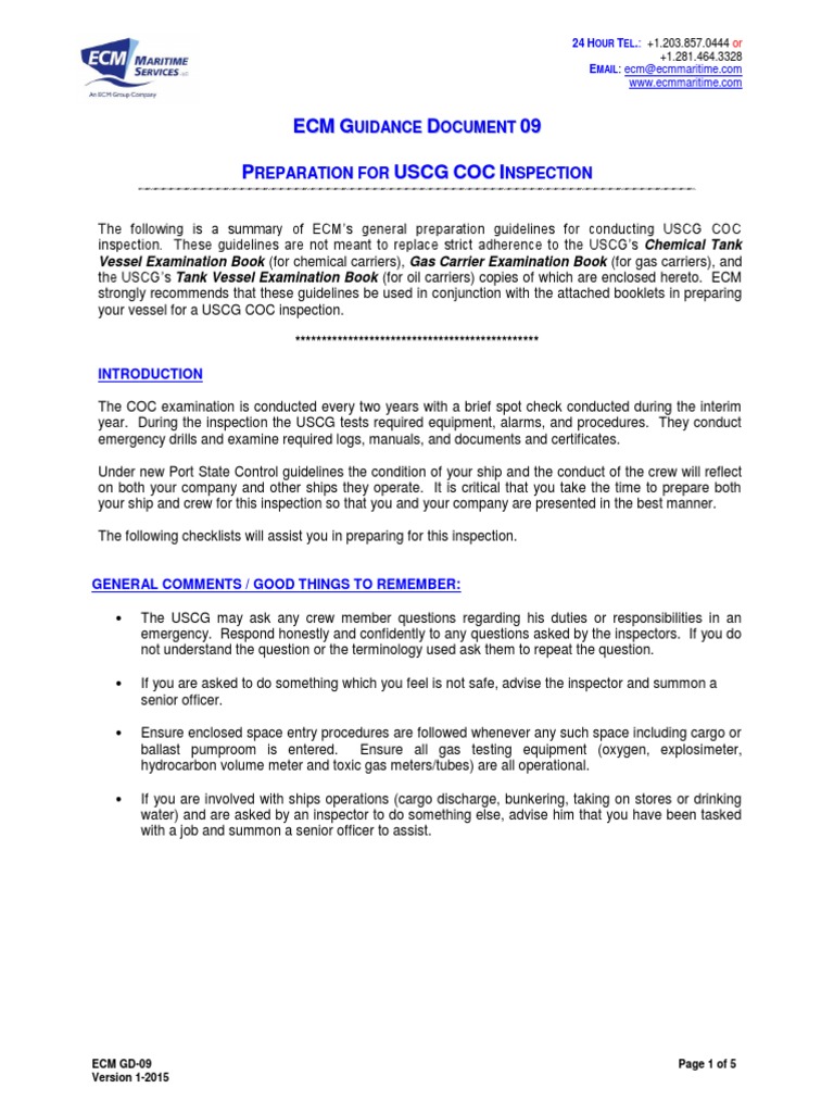 ECM GD-09 - Preparation For USCG COC Exam - Rev 1-2015 | PDF | Oil ...
