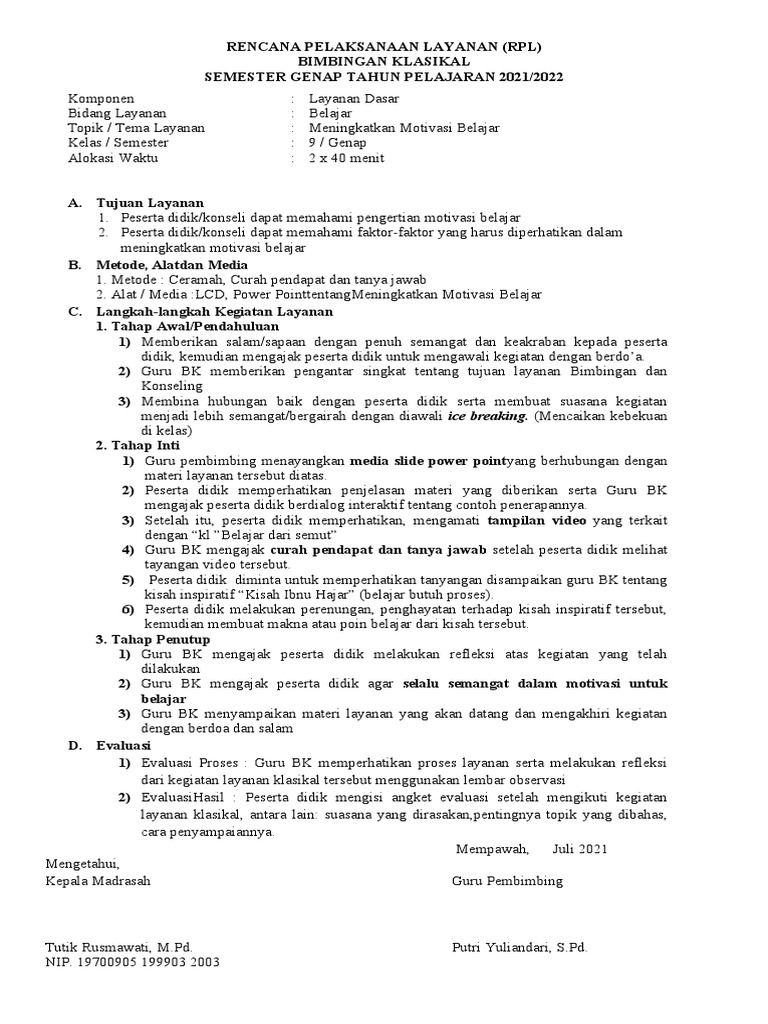 RPL Meningkatkan Motivasi Belajar | PDF