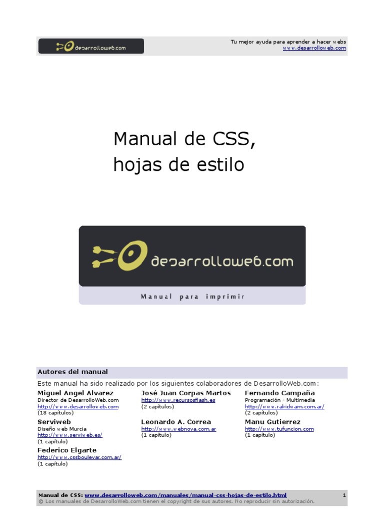 Manual Css Pdf Html Hojas De Estilo En Cascada