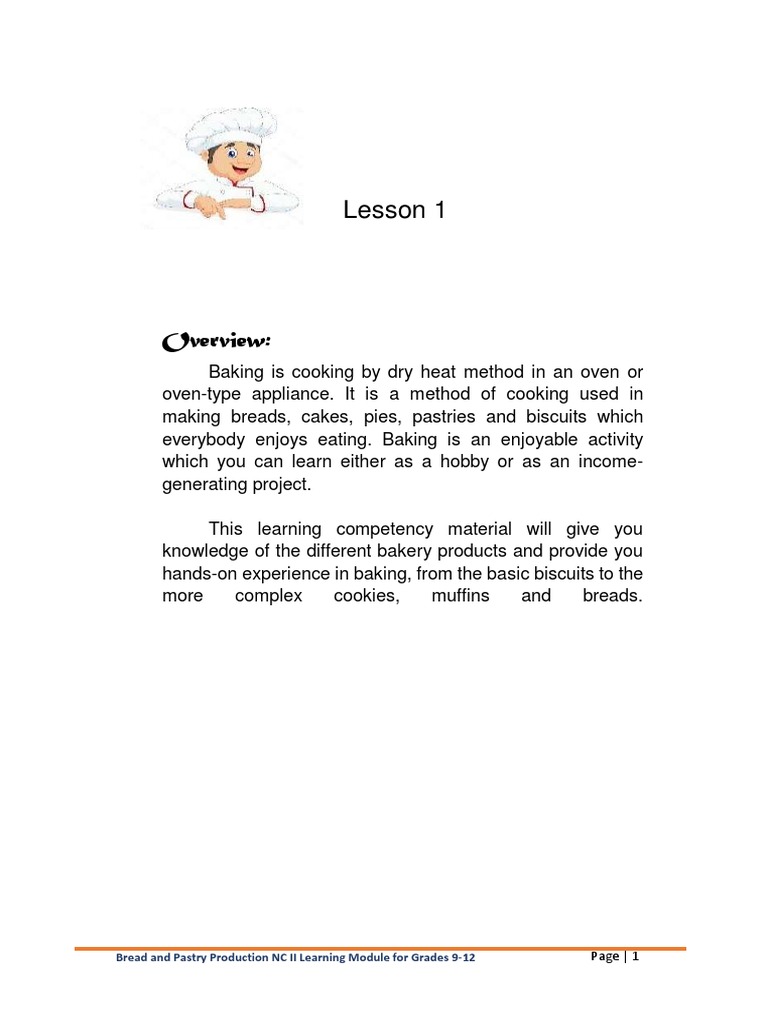 BPP Lesson 1 - Prepare and Produce Bakery Products | PDF | Baking | Cakes