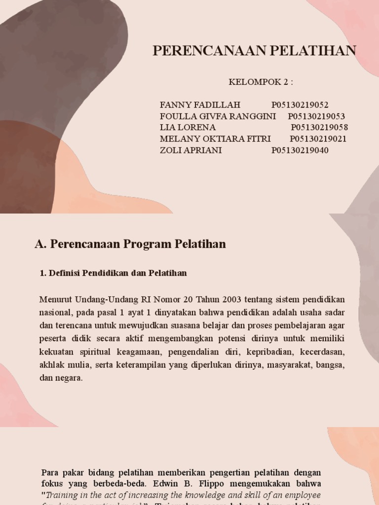 Kel 2 PPT Pendidikan Dan Pelatihan | PDF | Karier & Perkembangan | Seni