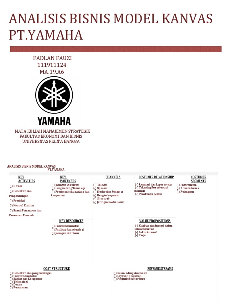 Analisis BMC PT Yamaha | PDF | Komputer