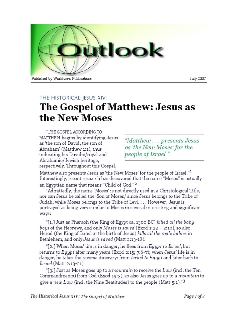 The Gospel of Matthew Jesus As The New Moses | PDF | Moses | Jesus