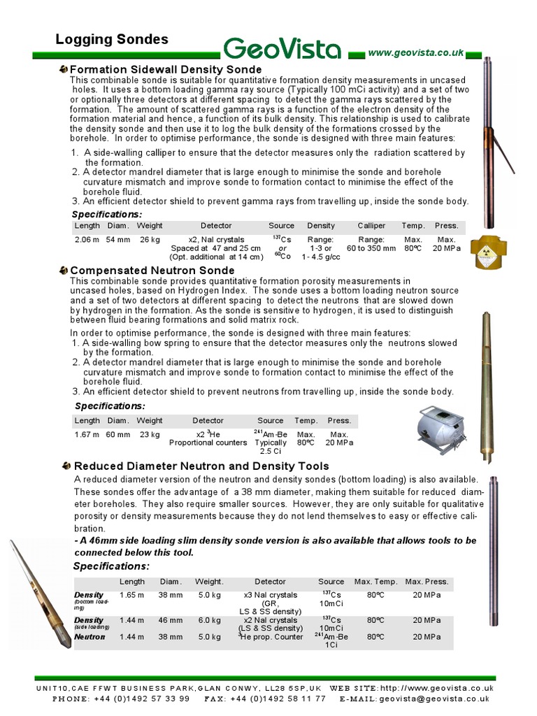 Geovista Geovista Geovista Geovista: Logging Sondes | PDF | Gamma Ray ...