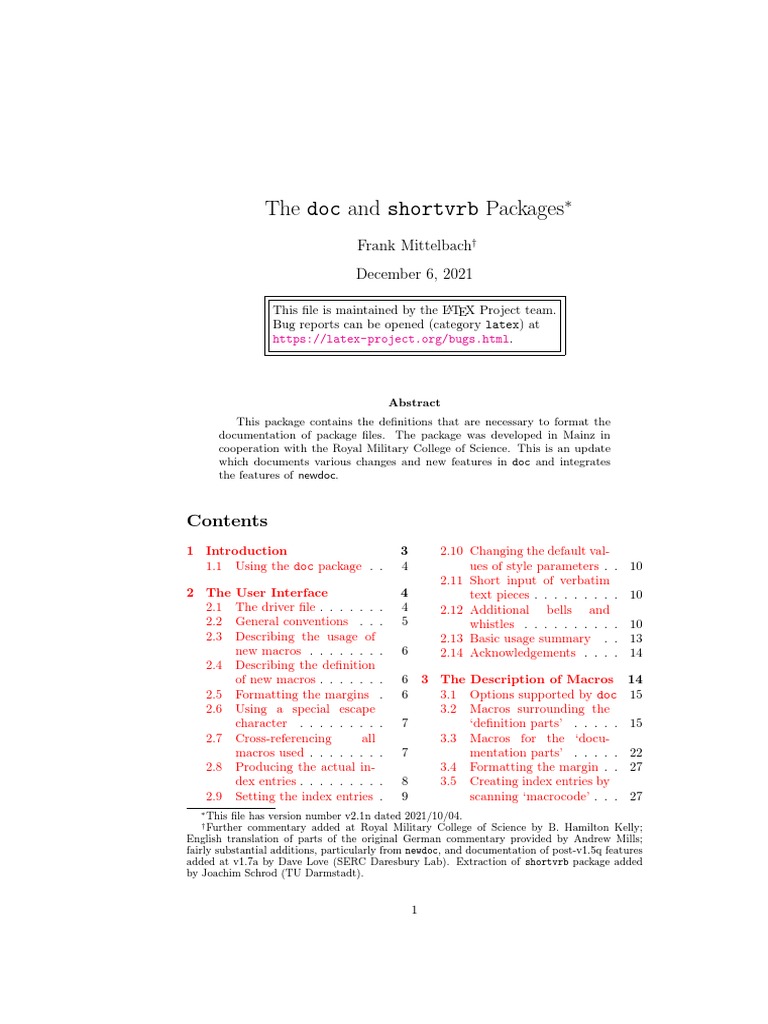 The Doc And Shortvrb Packages Descargar Gratis Pdf Te X Parameter Computer Programming 