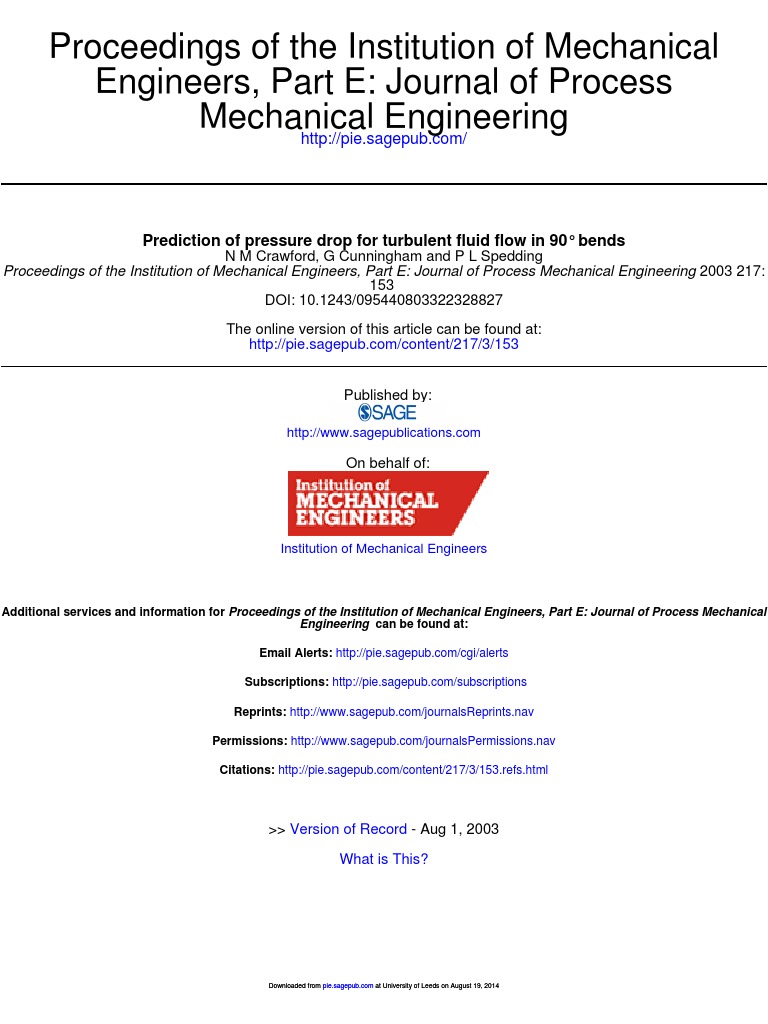 Engineers, Part E: Journal of Process Proceedings of The Institution of ...