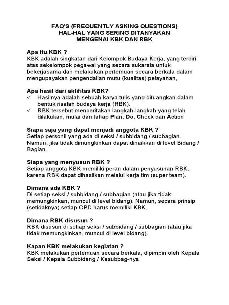 Faq's KBK Dan RBK | PDF