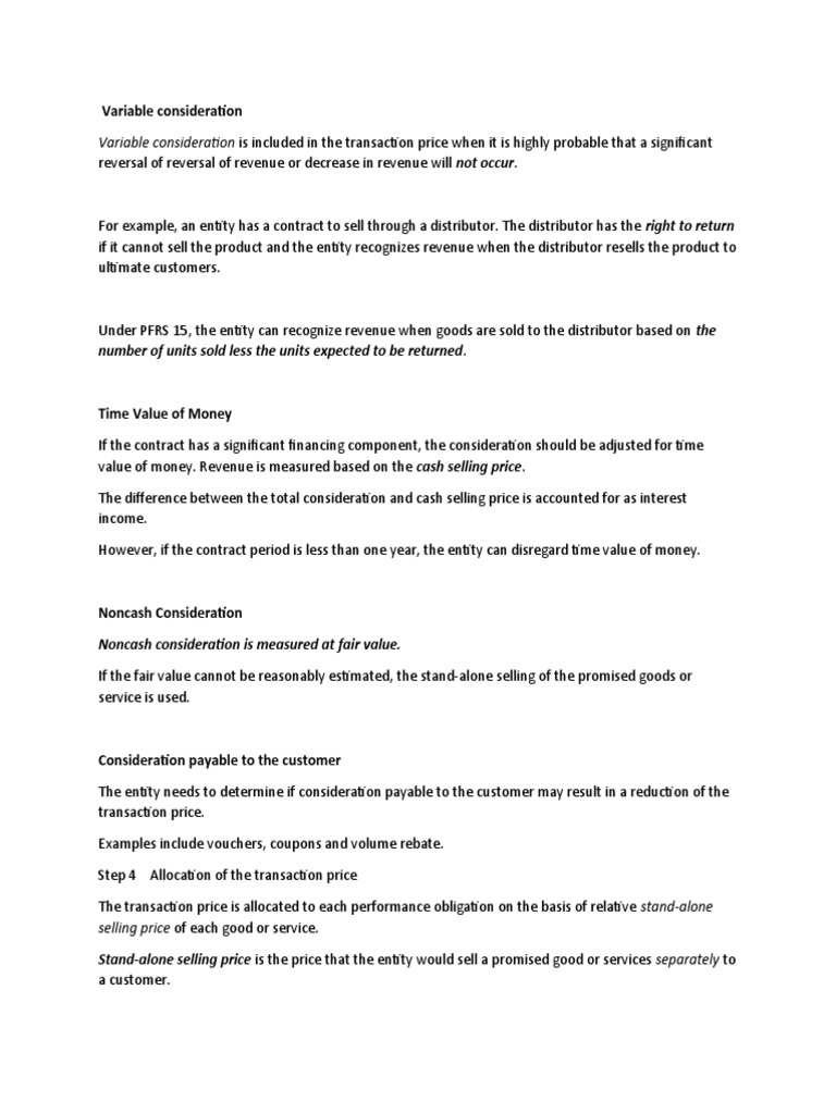 Variable Consideration Is Included in The Transaction Price When It Is ...