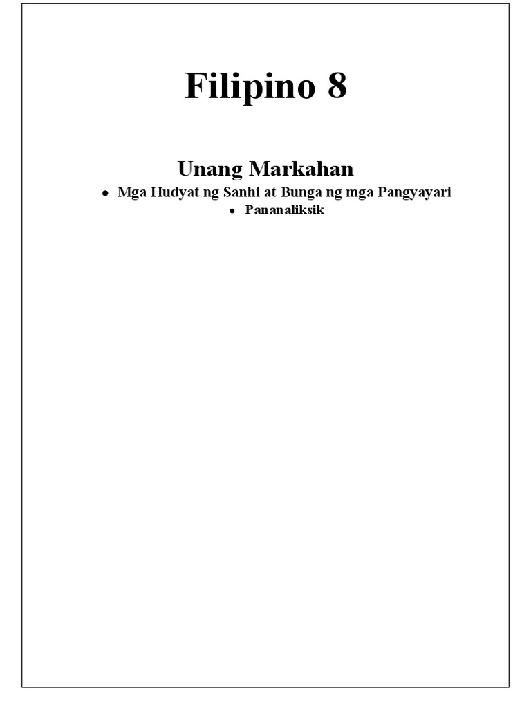 Filipino8 - q1 - Mod8 - Mga Hudyat NG Sanhi at Bunga NG Mga Pangyayari-W7 | PDF