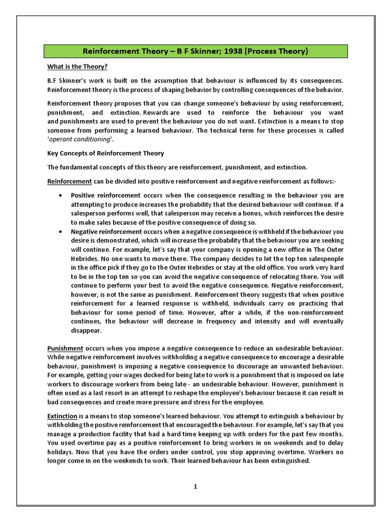Reinforcement Theory | PDF | Reinforcement | Behavior