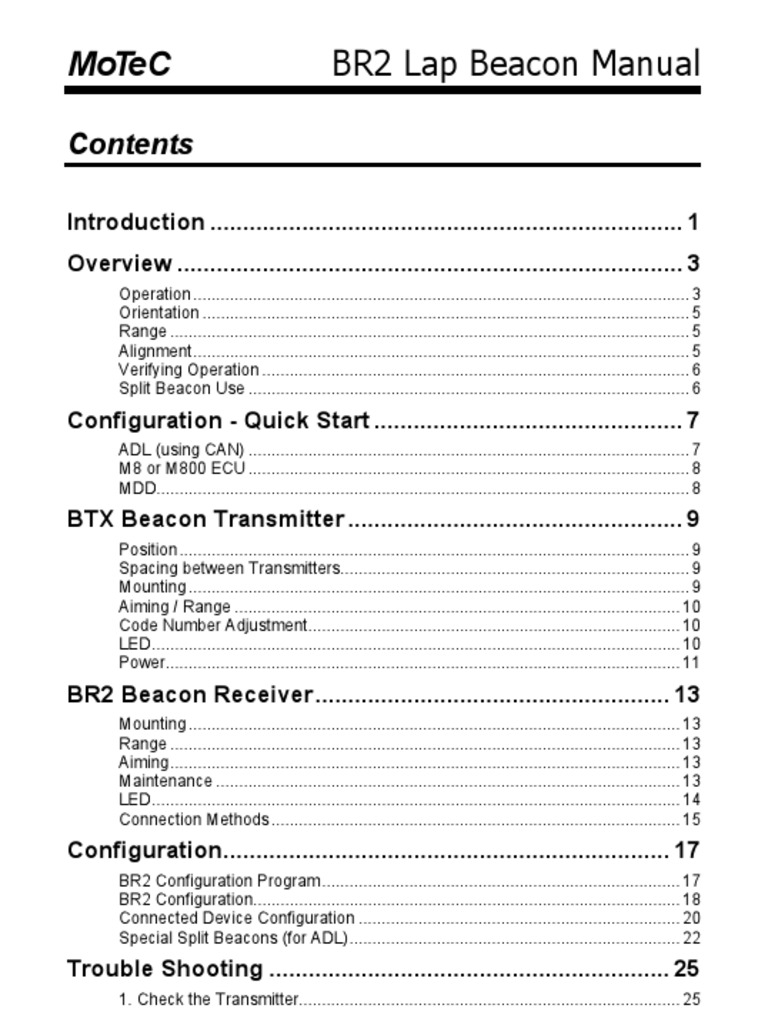 Br2 Lap Beacon Manual: Motec | PDF | Flash Memory | Detector (Radio)