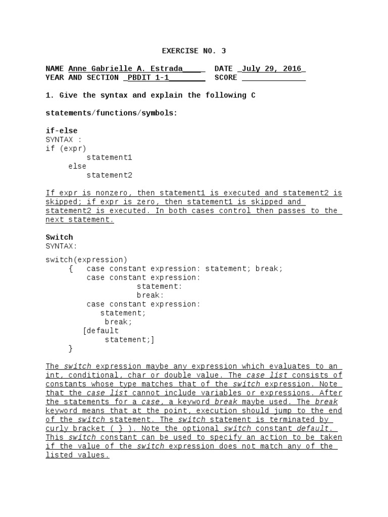 Docx | PDF | Control Flow | Summation