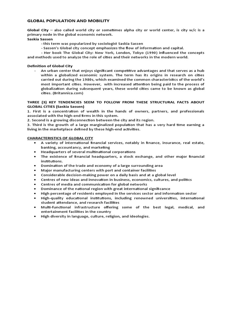 GLOBAL POPULATION AND MOBILITY TRENDS | PDF | Demography | Human Migration