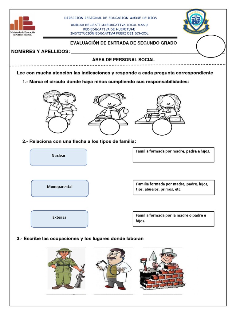 Evaluacion de Entrada Segundo Grado | PDF