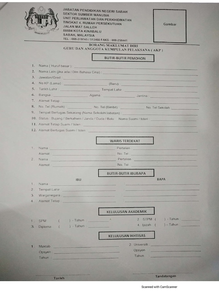 Borang Mohon No Fail Jab JPNS | PDF