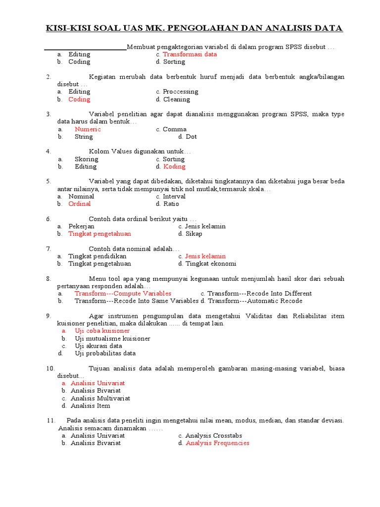 Analisis Data UAS SPSS | PDF