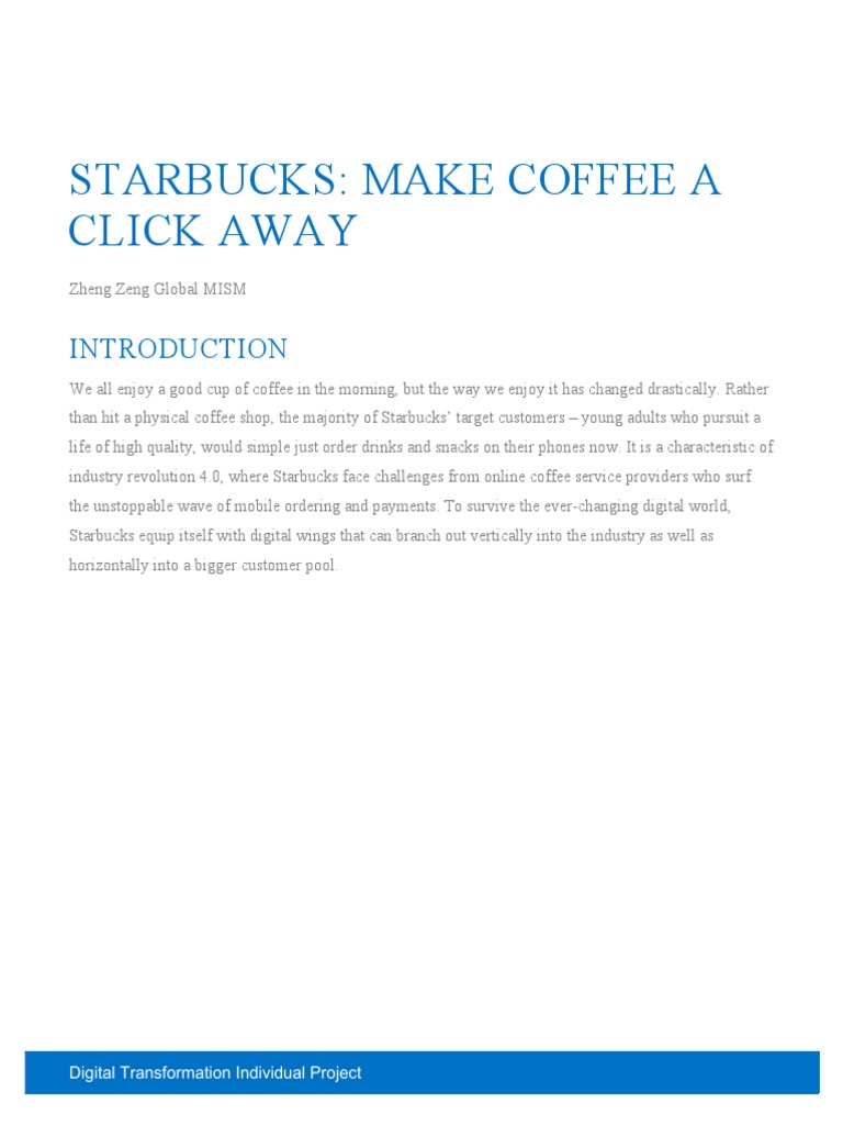 Starbucks: Make Coffee A Click Away: Digital Transformation Individual ...