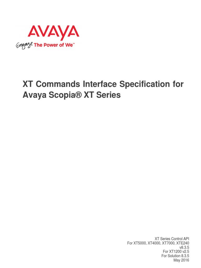 XT Commands Interface Specification For Avaya Scopia XT Series | PDF ...