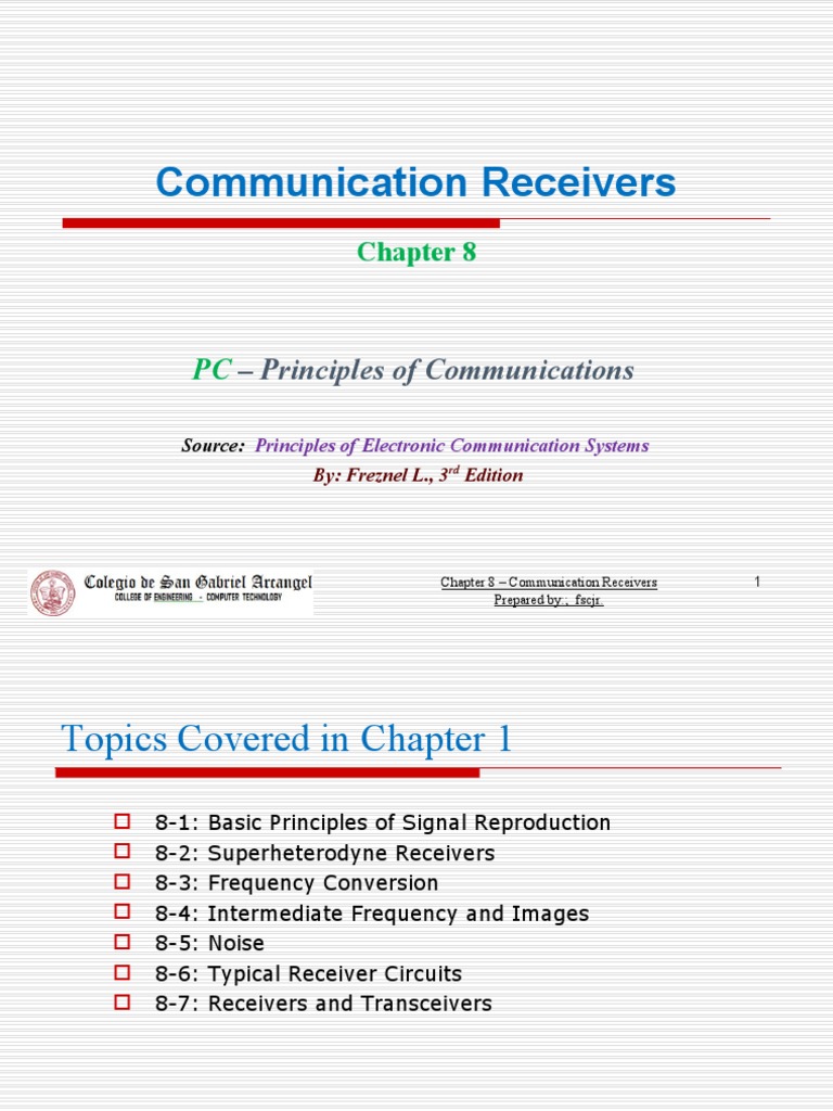 Chapter 8 - Communication Receivers-STUDENT | PDF | Detector (Radio ...