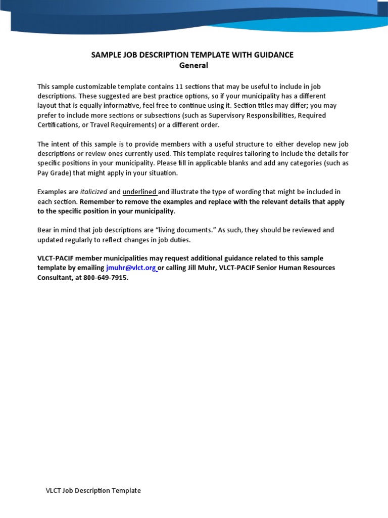 General Job Description Template | PDF | Employment