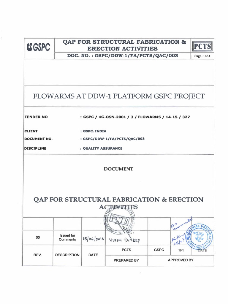 Structural Fabrication & Erection QAP | PDF | Verification And Validation | Quality