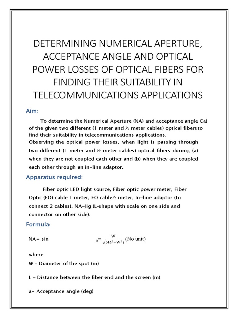 Optical Fibre Experiment Report | PDF | Optical Fiber | Optics