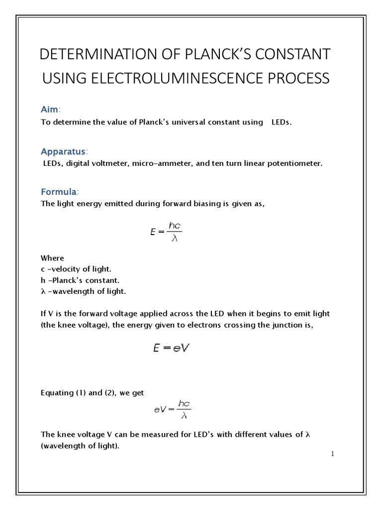 Measure Planck's Constant with LEDs | PDF | Light Emitting Diode | Voltage